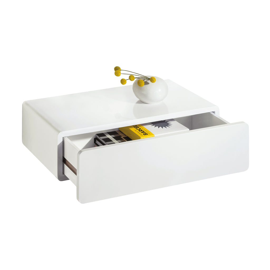 Gloss White Floating Shelf with Drawer Storage | RBUK Hardware